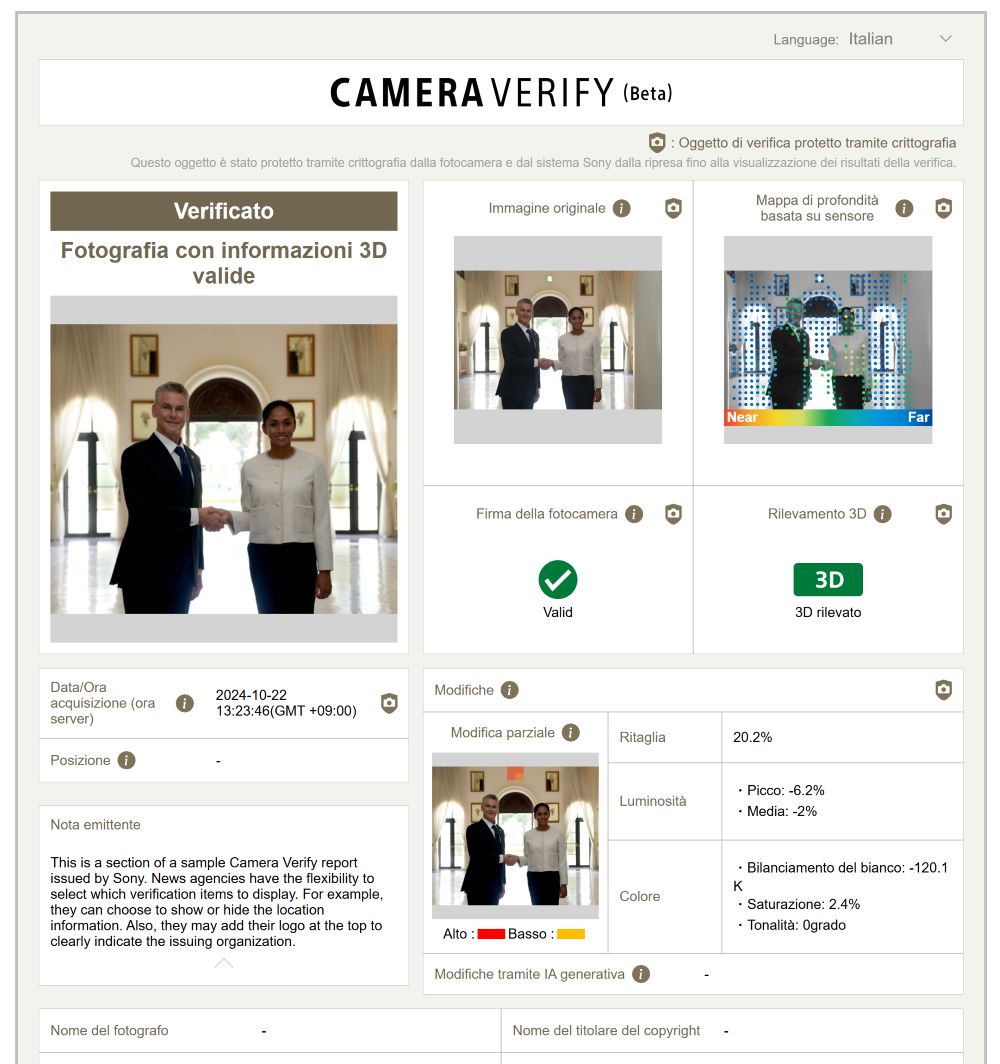 Sony Camera Verify, la nuova funzione per provare l'autenticità delle ...